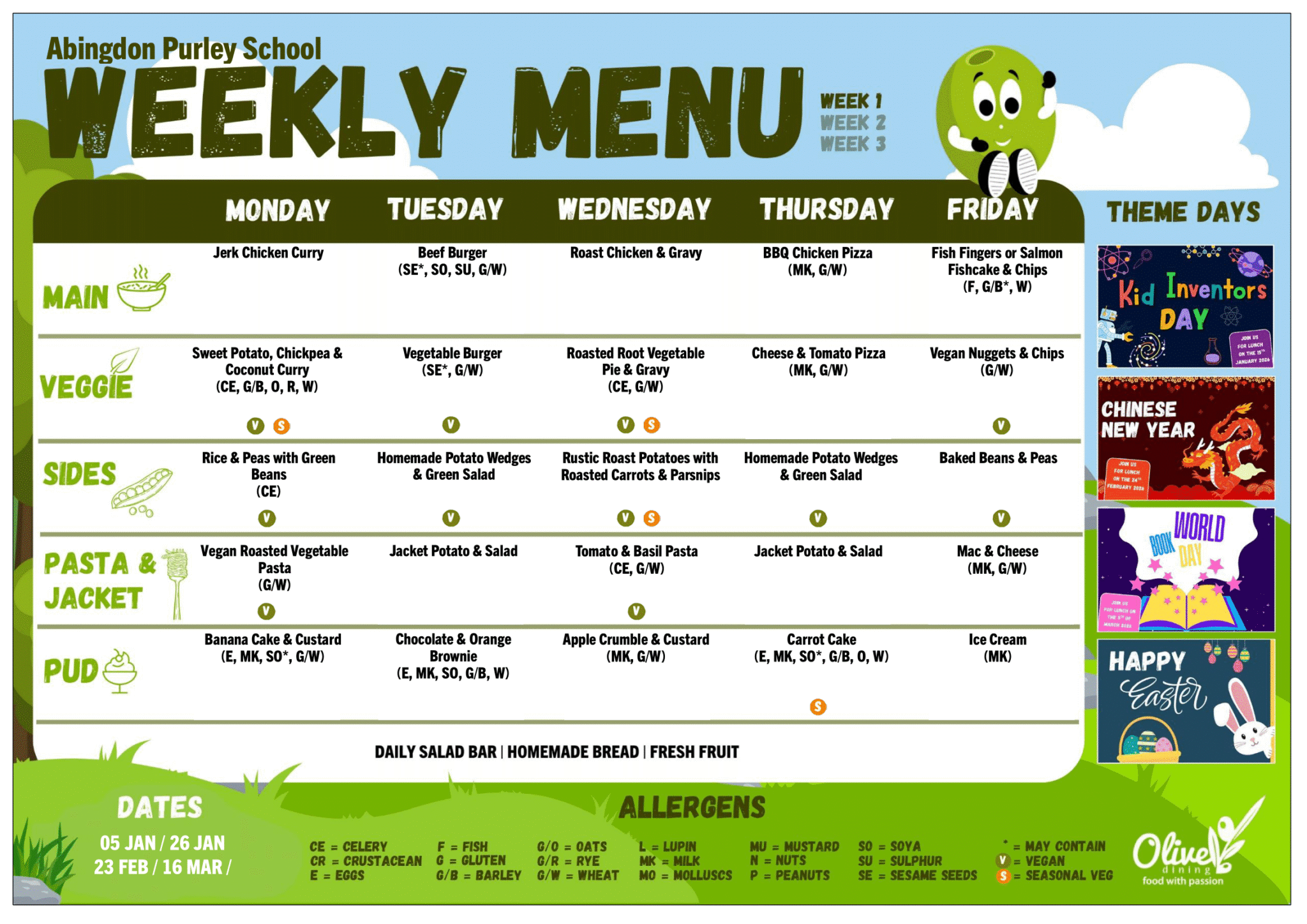 Lunch Menus | Abingdon House School, Purley